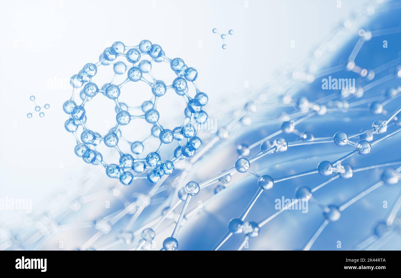 Spherical molecular structure, biotechnology concept, 3d rendering ...