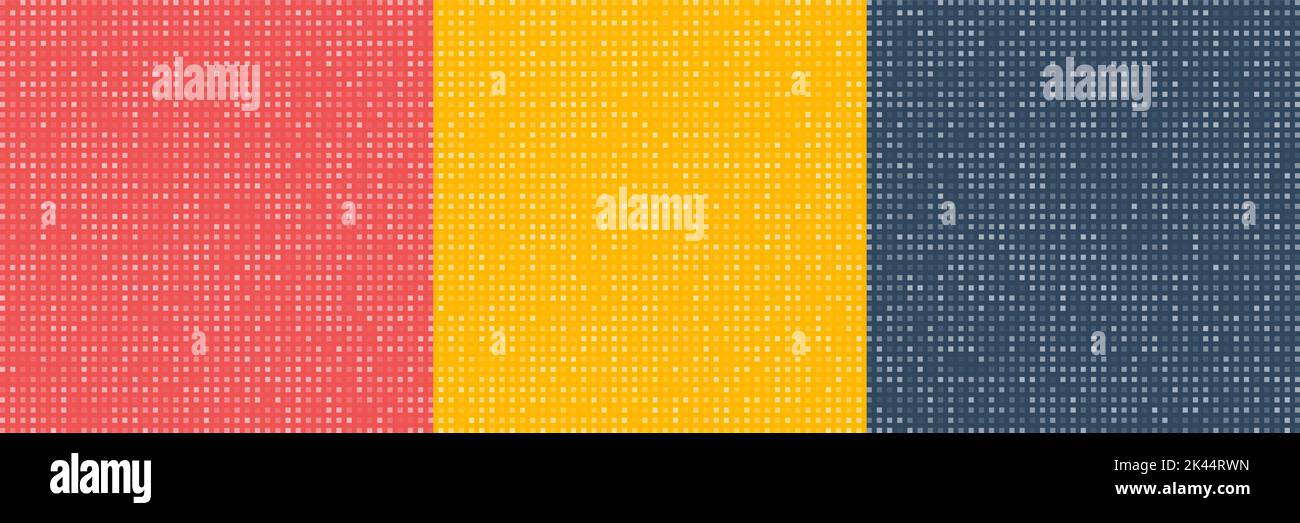 Set of abstract squares pixel mosaic pattern on colorful background and ...
