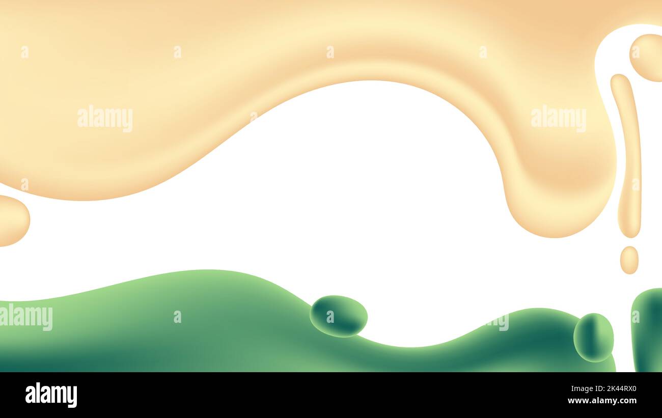 3D fluid cream salad and green liquid food elements isolated on white ...