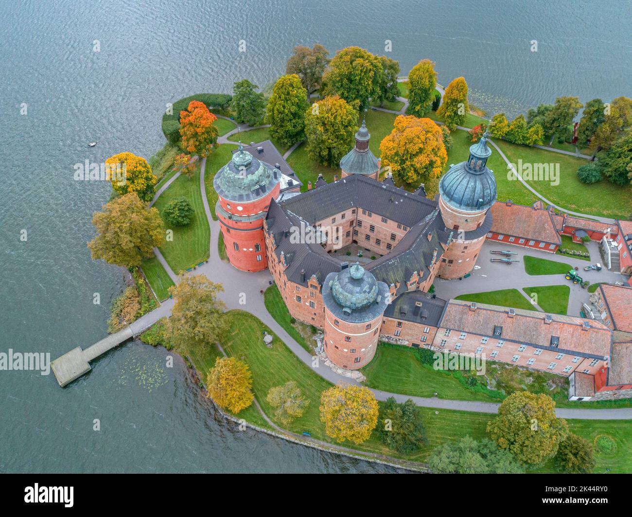 Aerial view of Swedish 16 th century Gripsholm castle located in ...