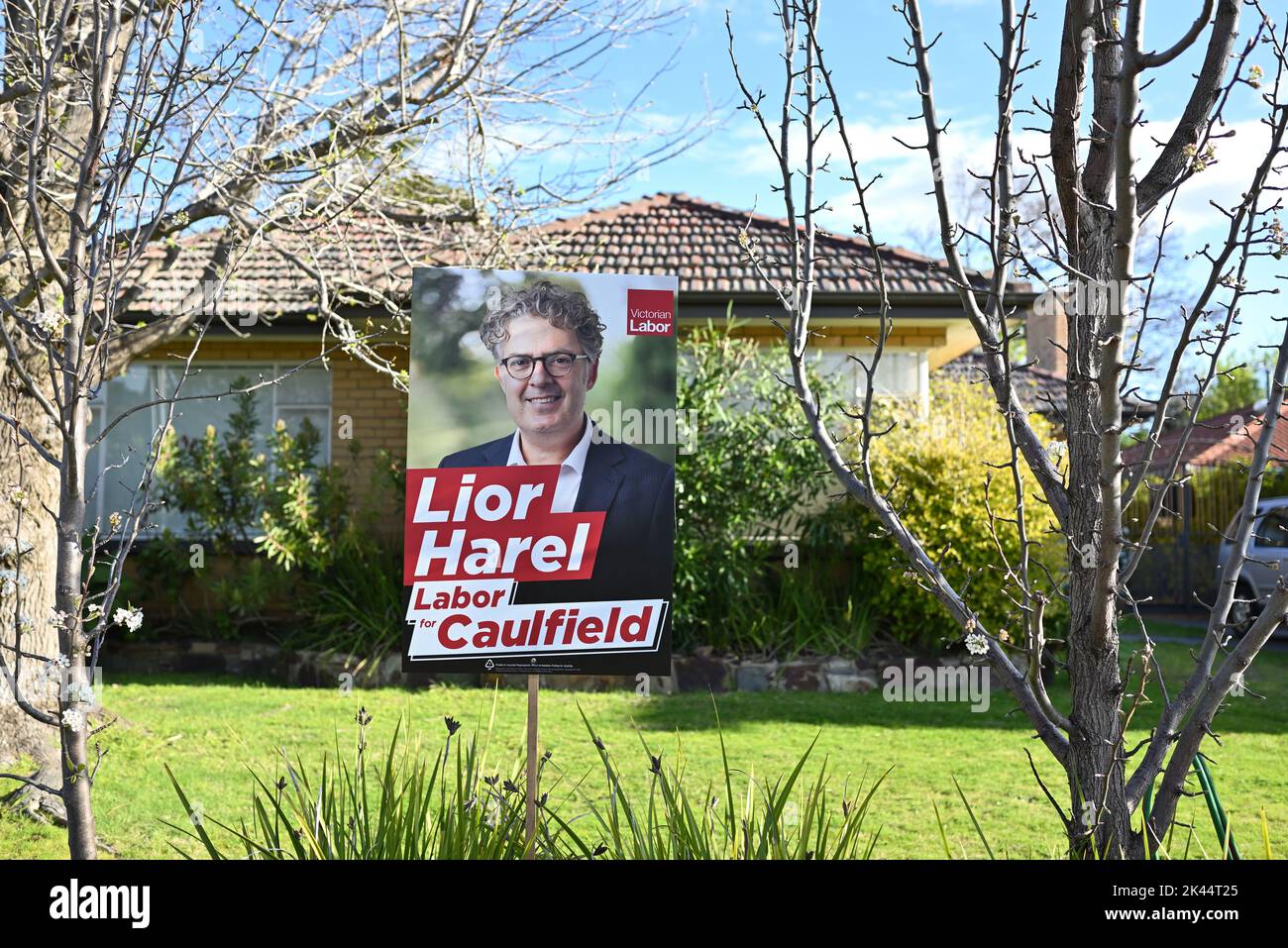 Labor Party election sign for Lior Harel, the party's candidate for the ...
