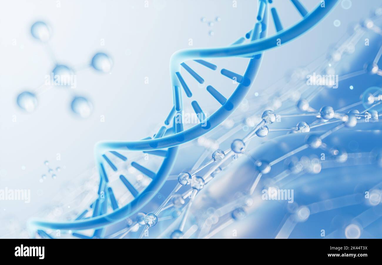 DNA and molecular structure, biotechnology concept, 3d rendering ...