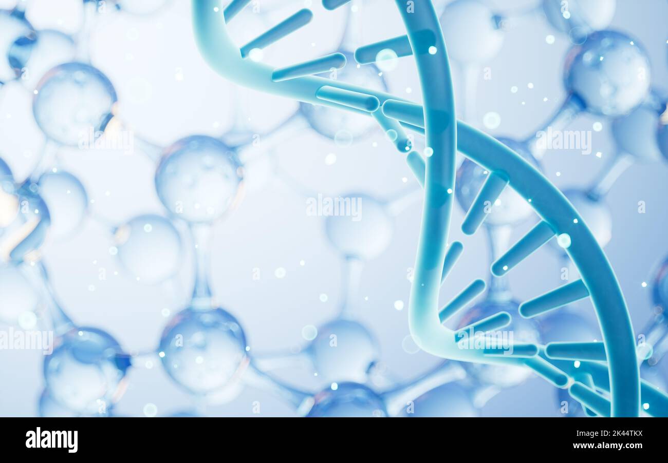DNA and molecular structure, biotechnology concept, 3d rendering ...