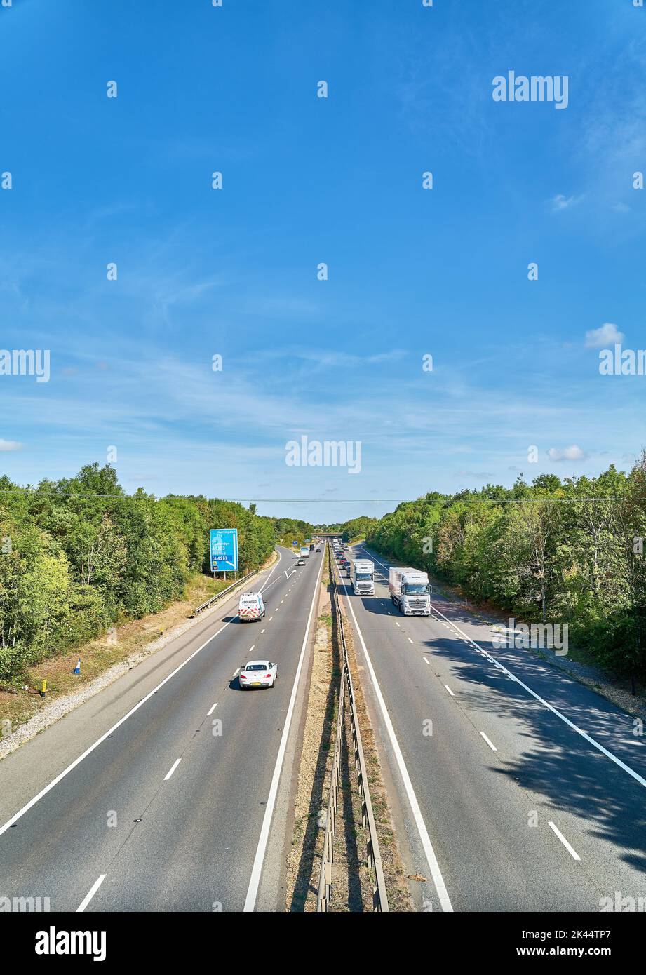 Cars and lorries on the M11 motorway near Cambridge, England Stock ...