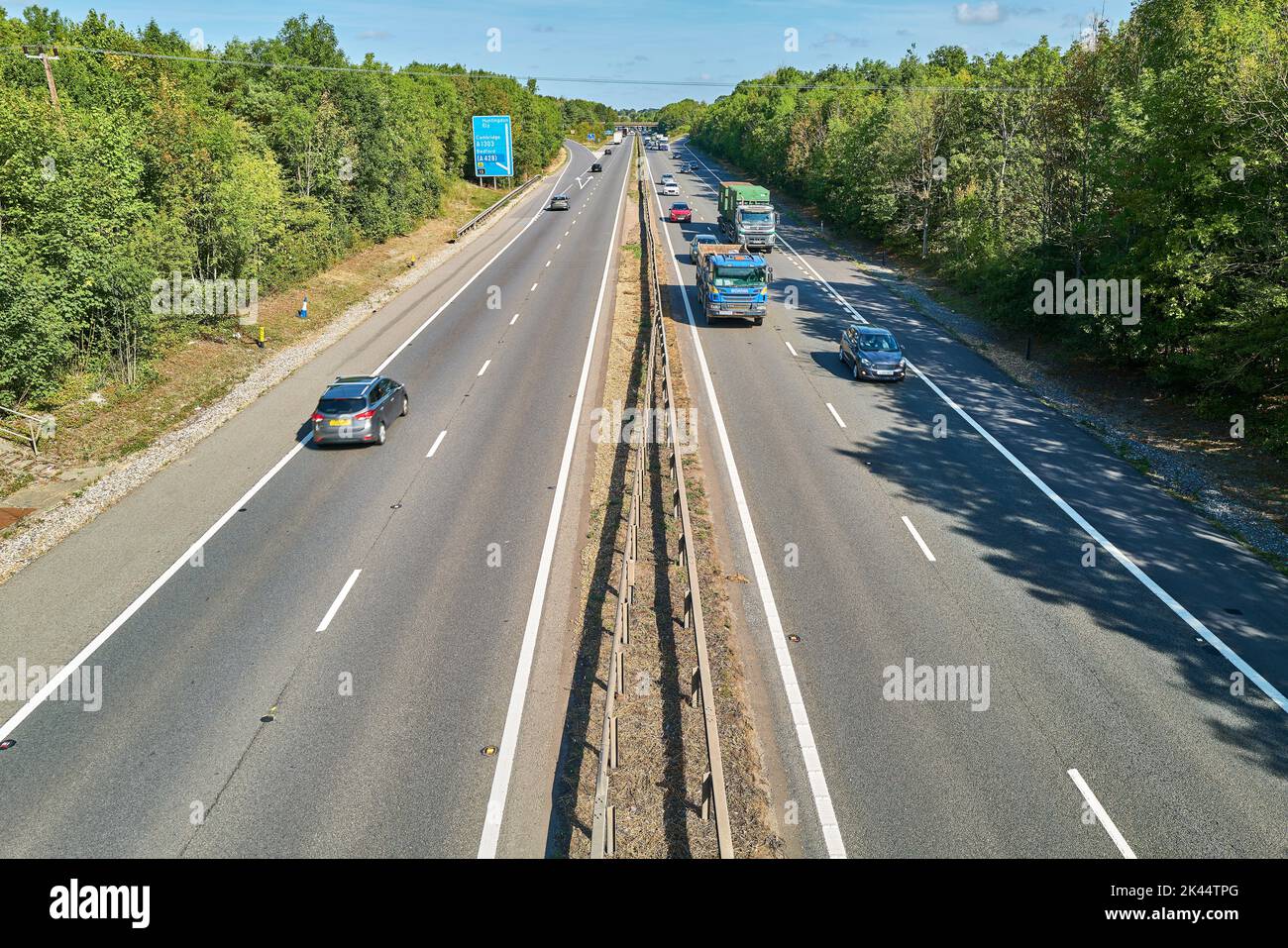 Cars trafic traffic lorries journey travel m11 motorway near cam hi-res ...