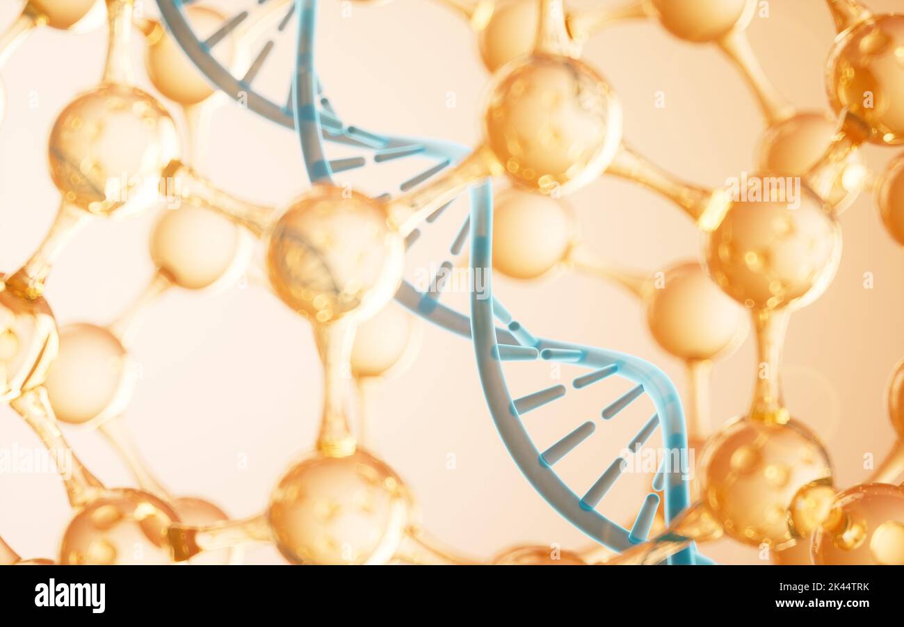 DNA and molecular structure, biotechnology concept, 3d rendering ...