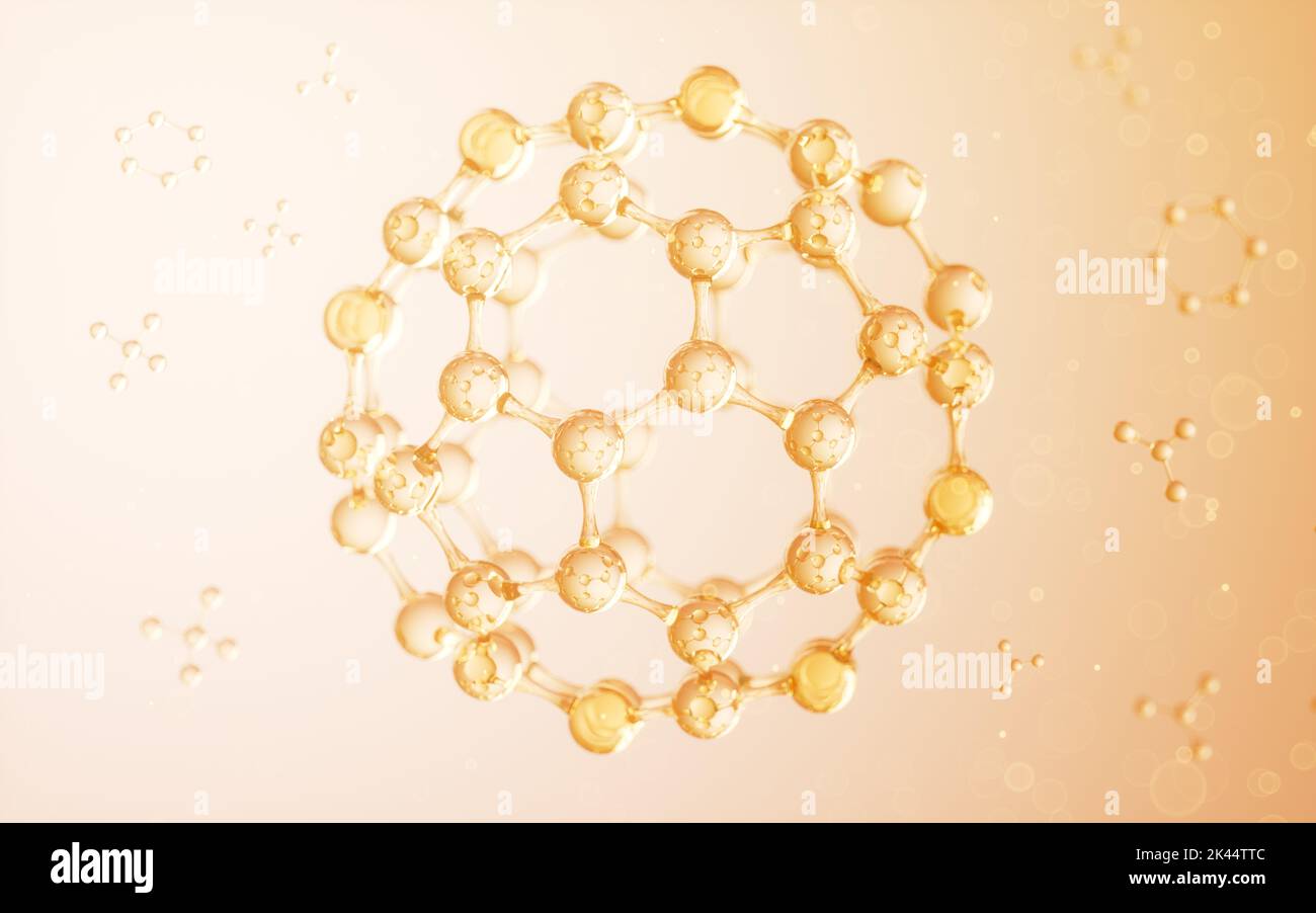 Spherical molecular structure, biotechnology concept, 3d rendering ...