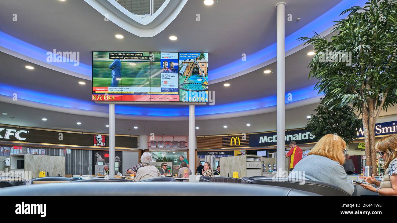 Rest and service area on the A14 road near Cambridge, England Stock ...