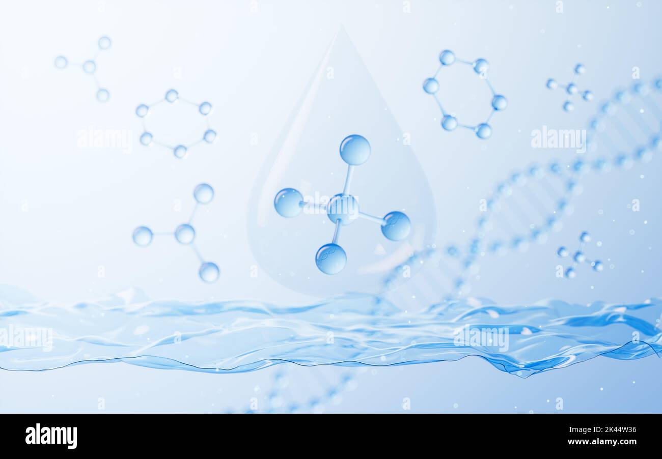 Molecular structure of glass, biotechnology concept, 3d rendering ...