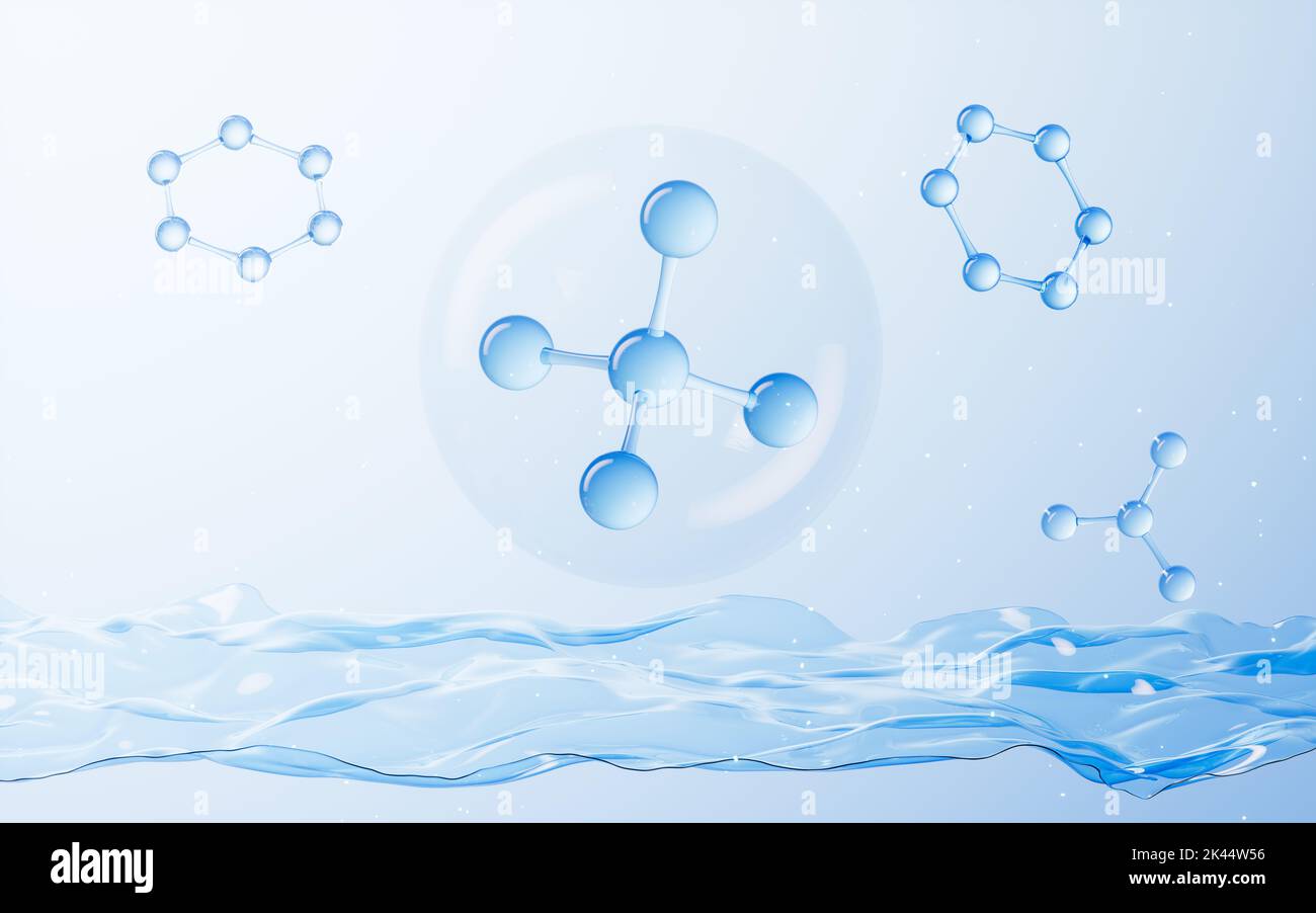 Molecular structure of glass, biotechnology concept, 3d rendering ...