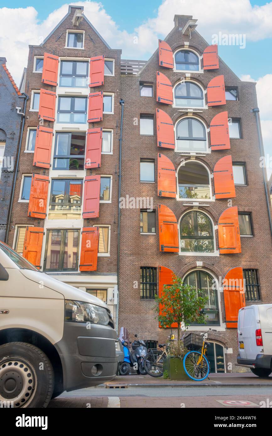 Netherlands. Facades of typical buildings on a summer street in ...