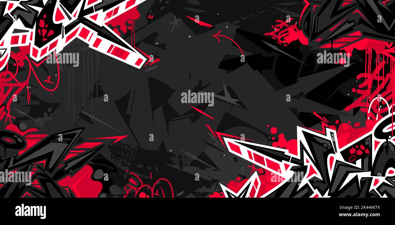 Dark Black Abstract Flat Urban Street Art Graffiti Style Vector ...