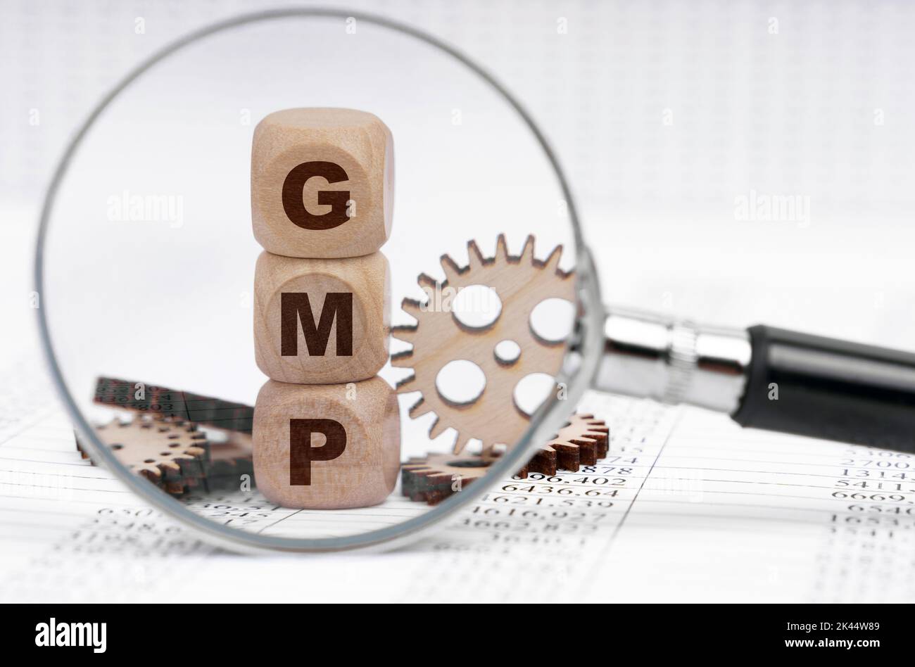 Business concept. There is a magnifying glass on the documents that ...