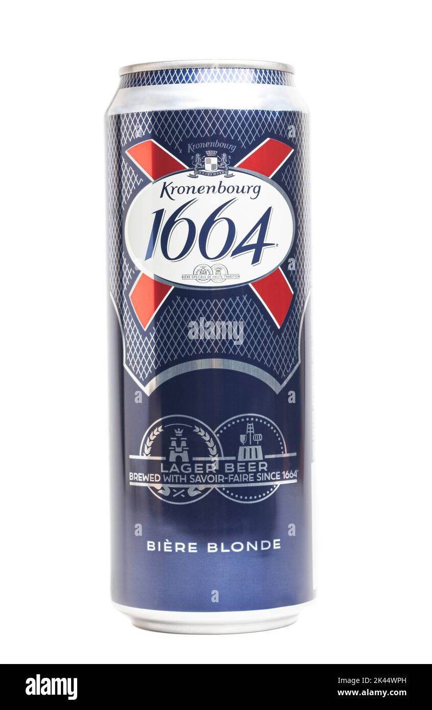 Moscow, Russia, September 29,2022: Kronenbourg 1664 Blanc beer can ...