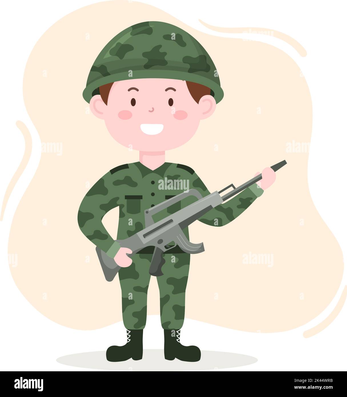 Military Army Force Template Hand Drawn Cute Cartoon Flat Illustration ...