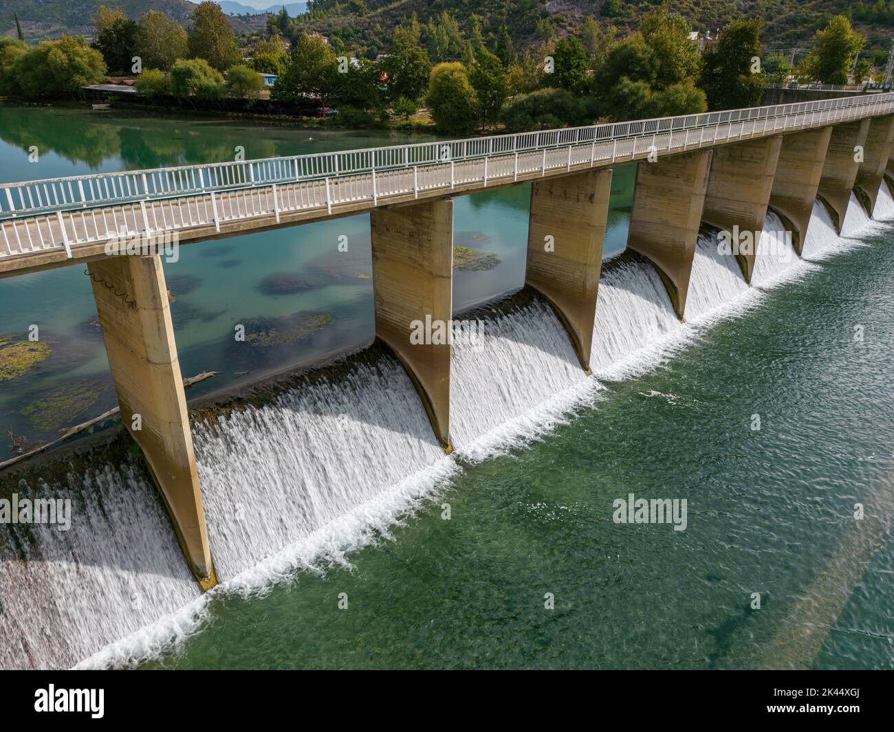 aerial view of water released from hydroelectric power station Stock ...