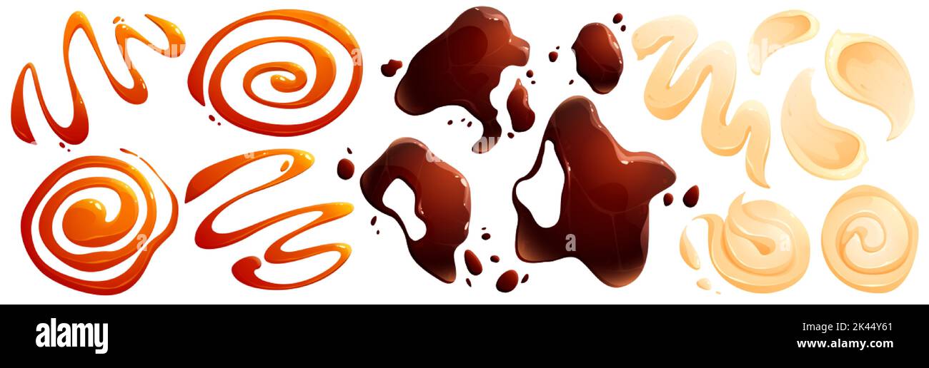 Stains and splashes of mayonnaise, liquid soy sauce and teriyaki ...