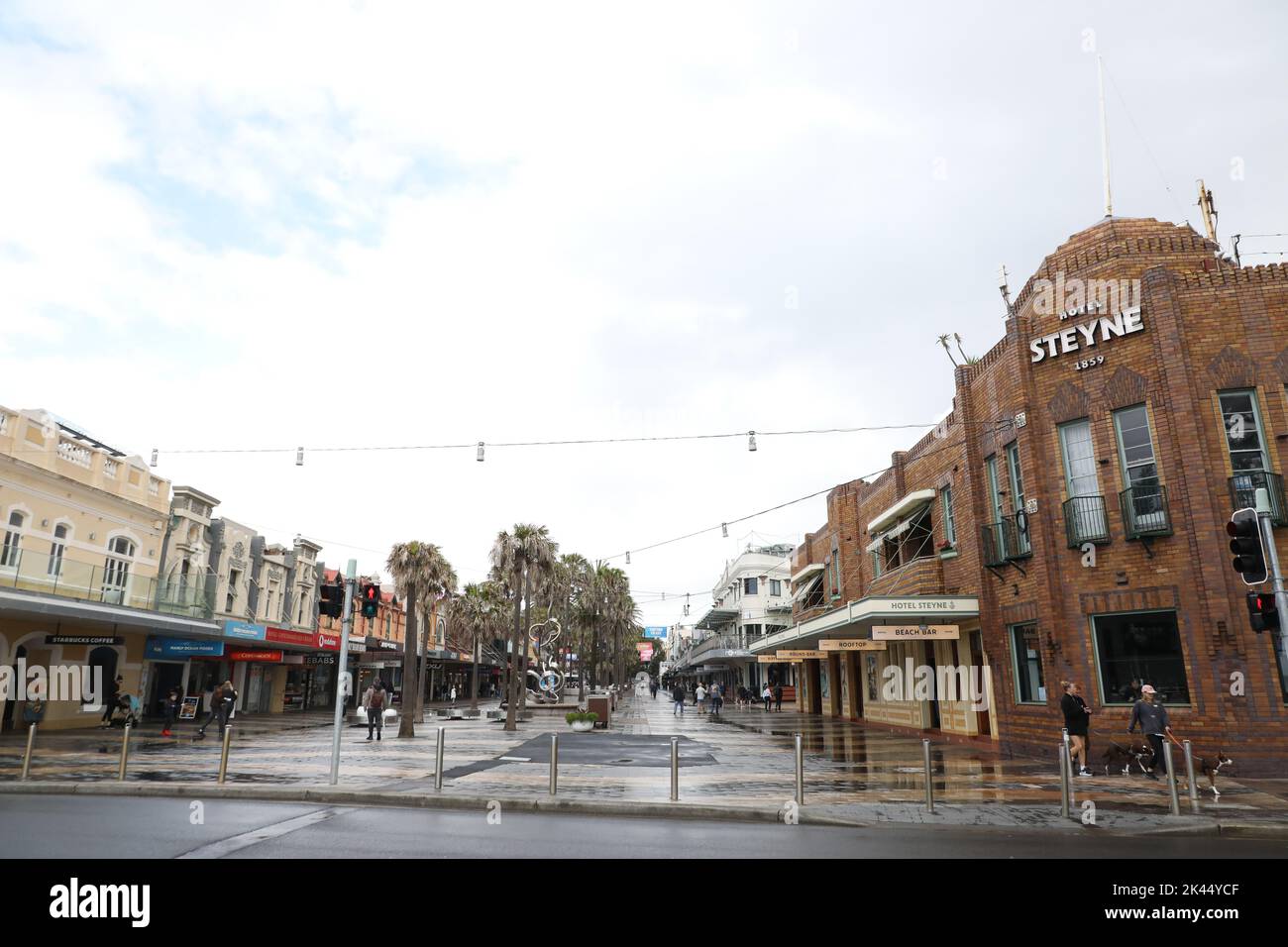 The Corso pedestrian mall in Manly, Sydney, NSW, Australia. Viewed from ...