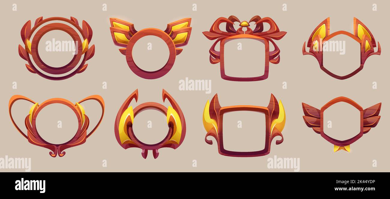 Game level or avatar frames, ui icons, buttons, ranking badges or ...