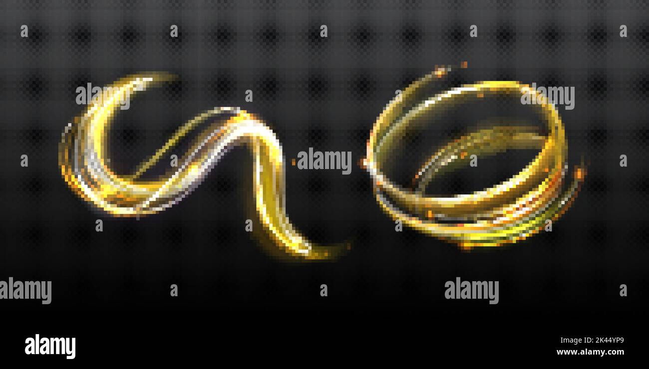 Magic spiral, wave, twist effect with golden stars and flying sparkles ...