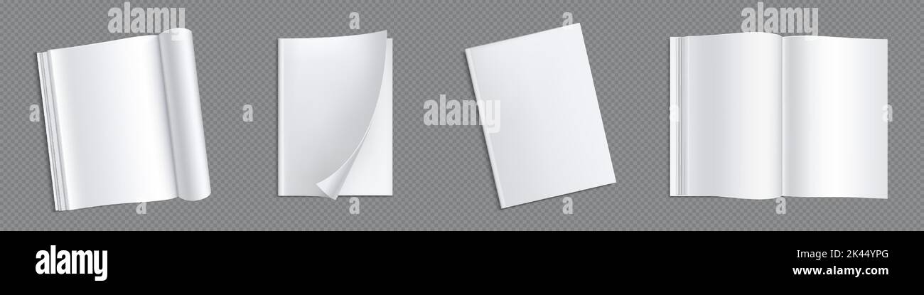 Magazine mock up, brochure or booklet template. Isolated open vertical ...