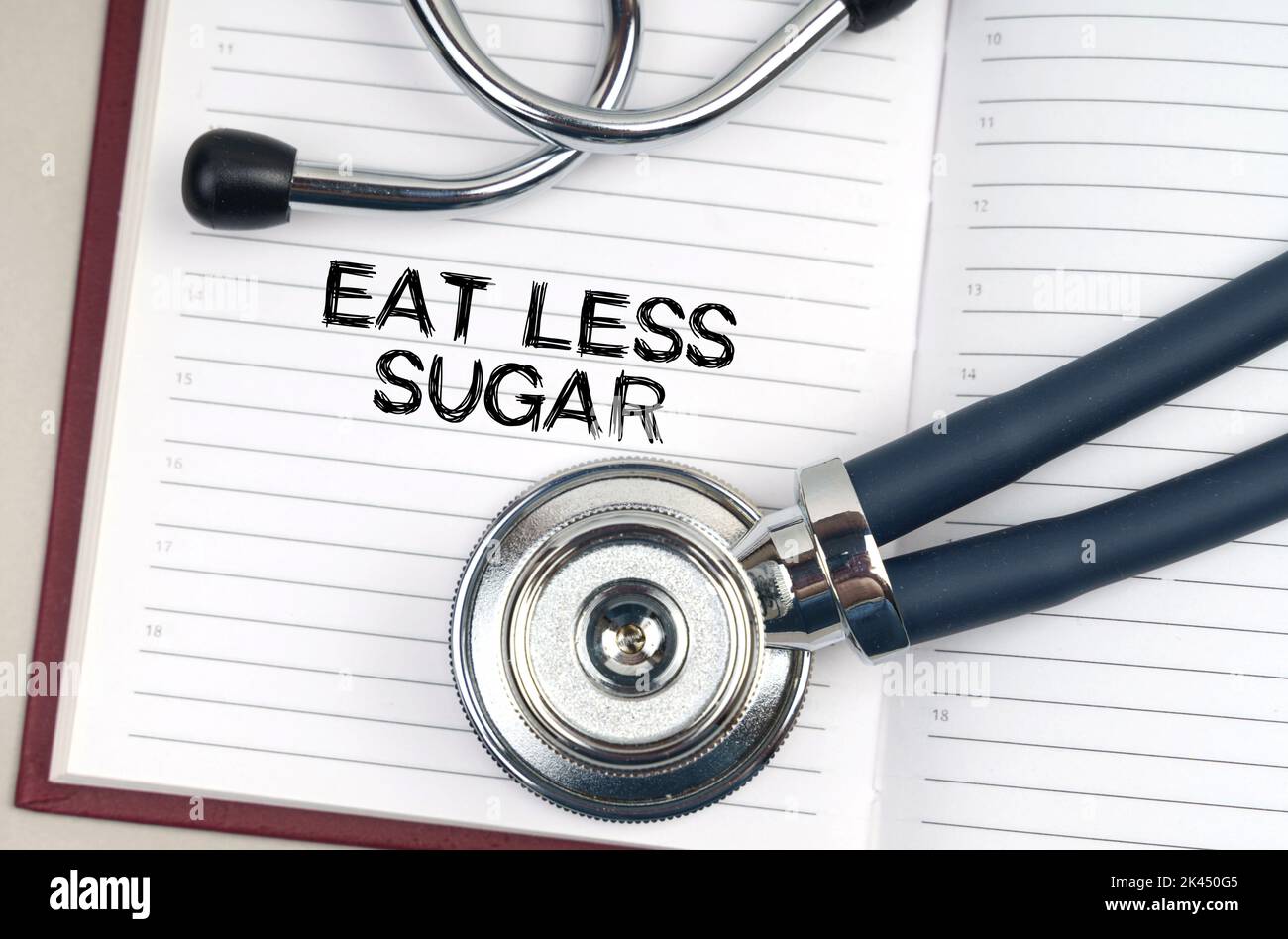 Medicine concept. On the table is a stethoscope, a pen and a notebook ...