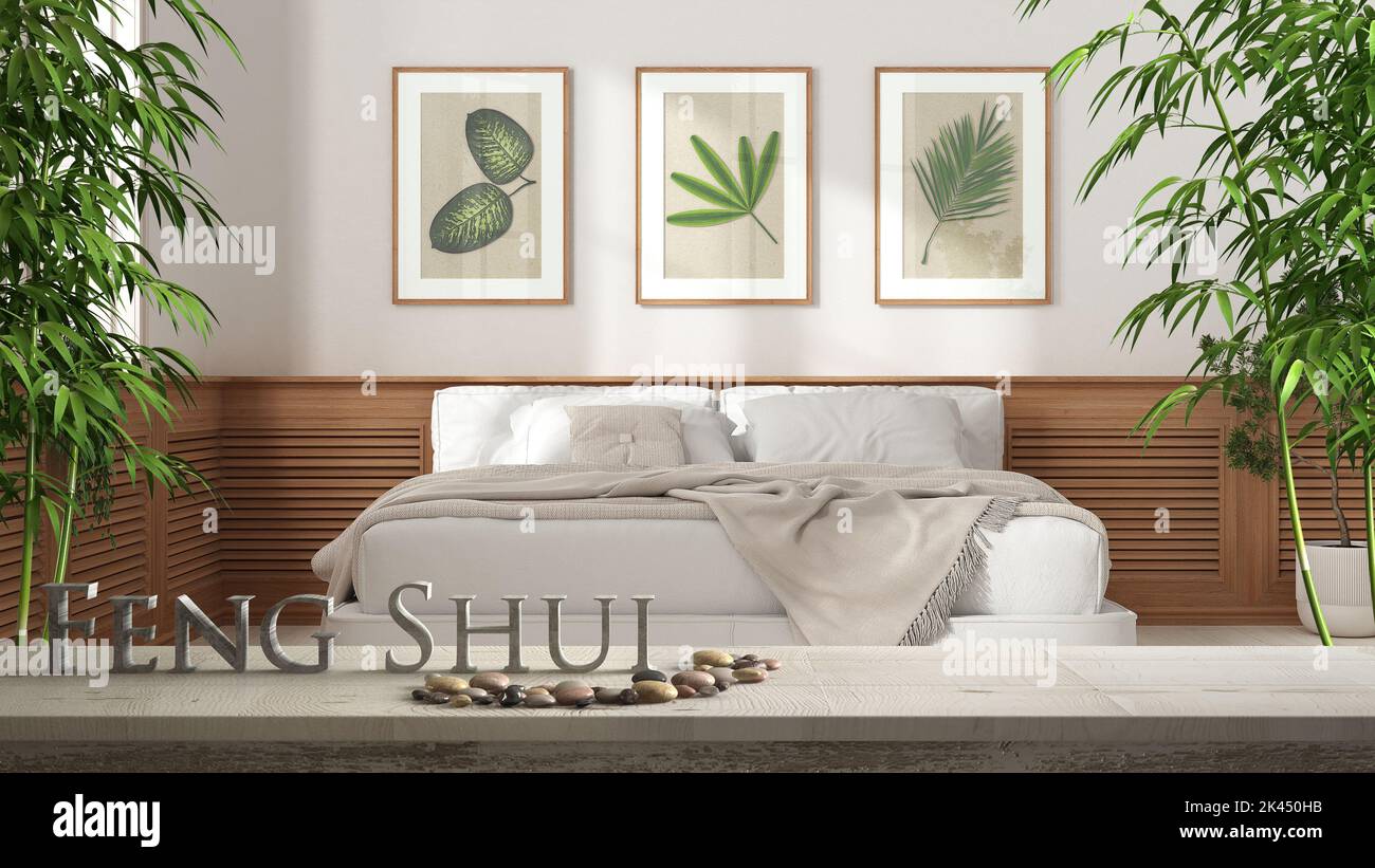 Wooden vintage table shelf with pebble balance and 3d letters making ...