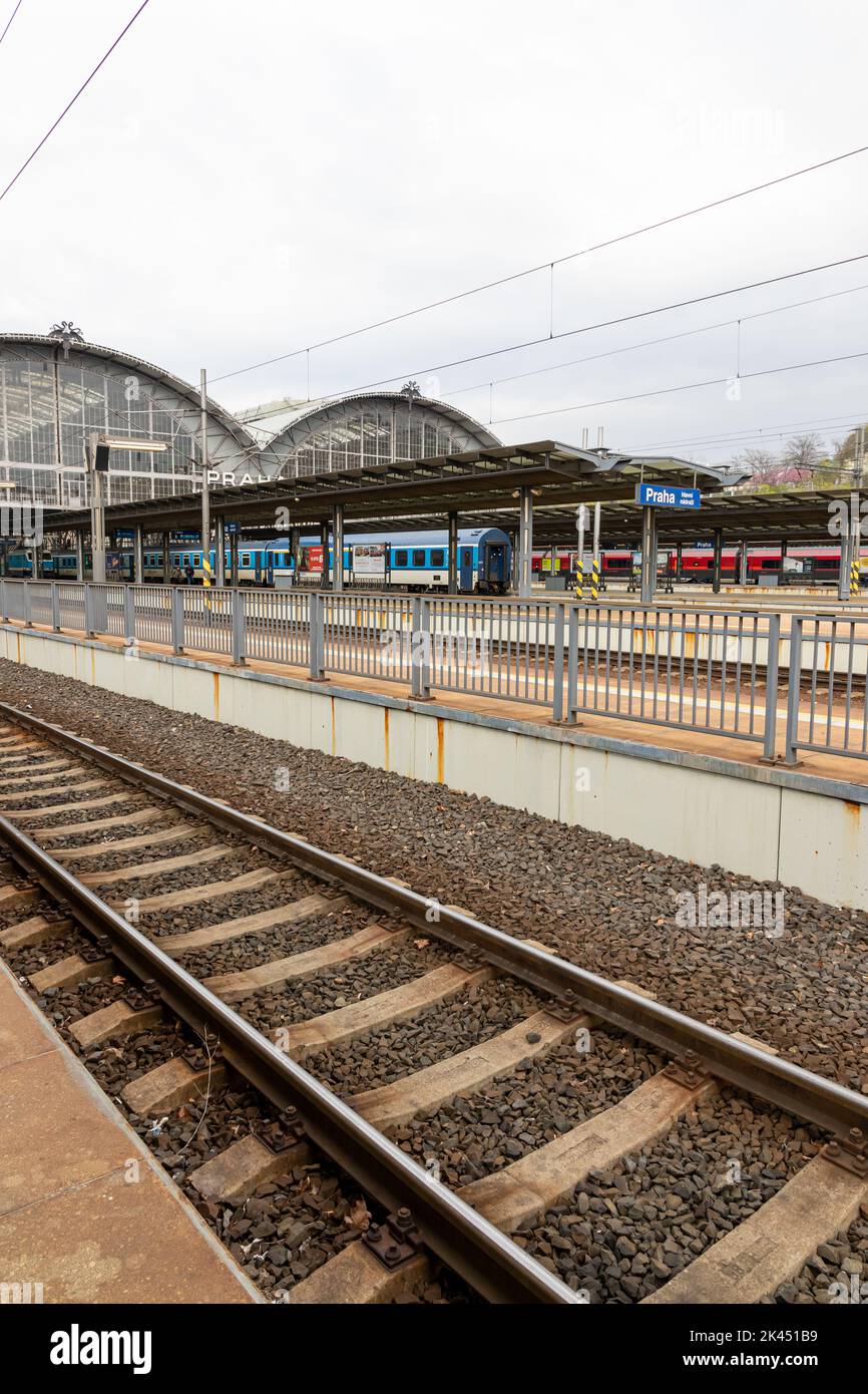 Prague Czech Republic April 25, 2022 Main station - the largest railway ...