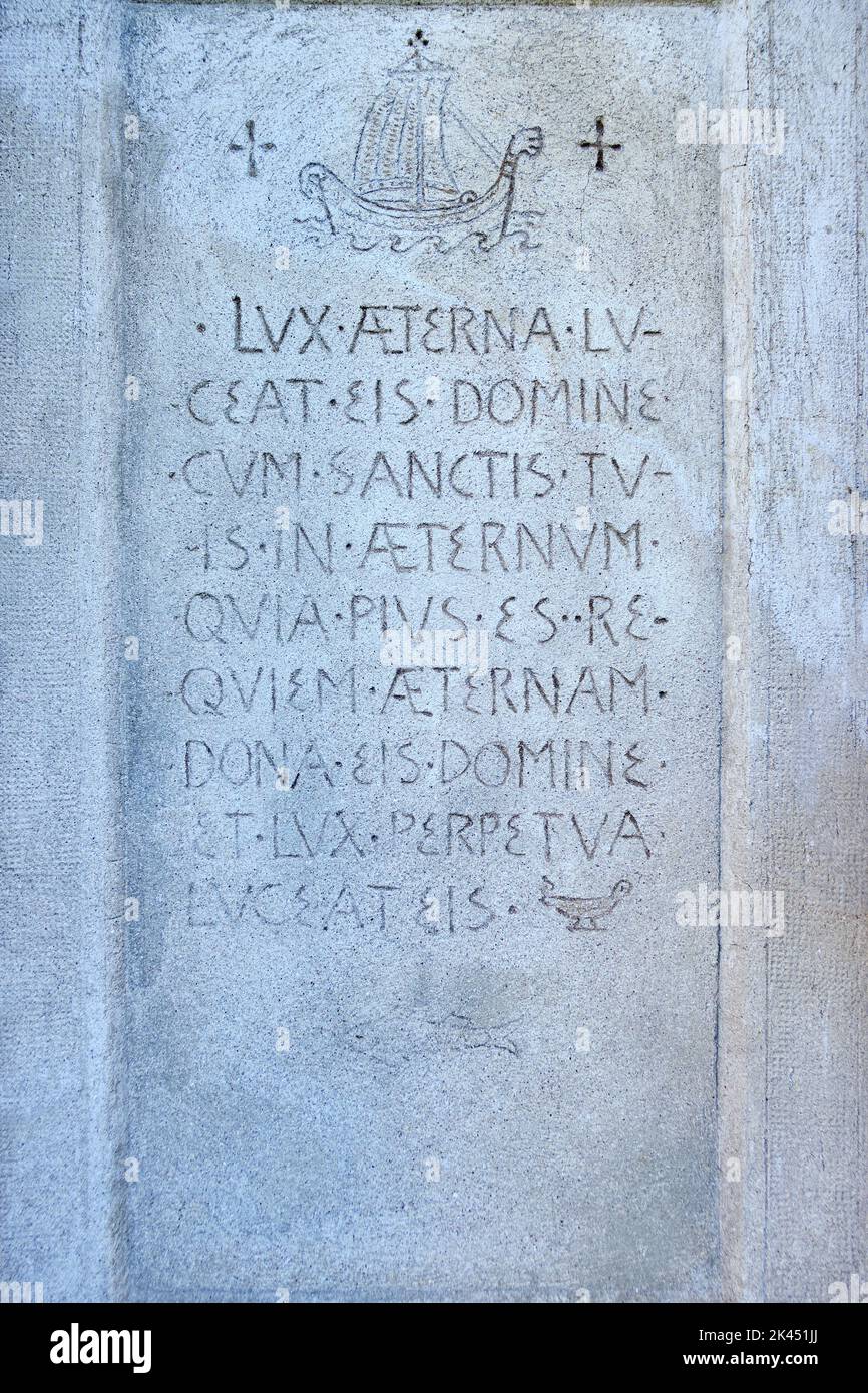 Lux aeterna luceat eis, Latin inscription, cemetery of the monastic ...