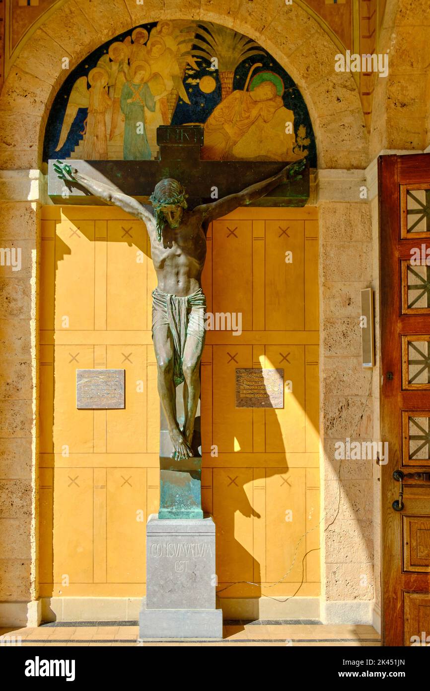 Crucifix in the vestibule of the monastic church of the Archabbey of St ...
