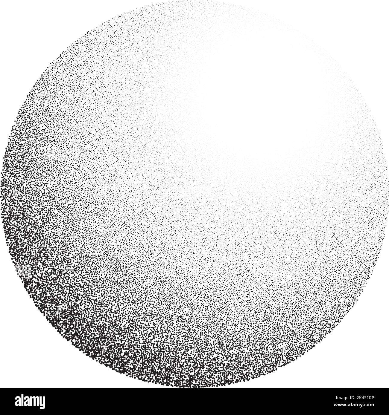 Grain circle gradient. Stippled round shape. Radial stochastic dotwork ...