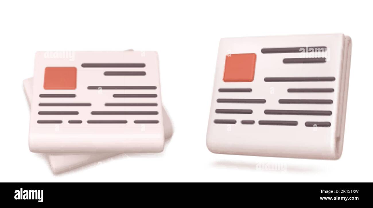 Newspaper 3d render, news paper front or angle view. World press ...