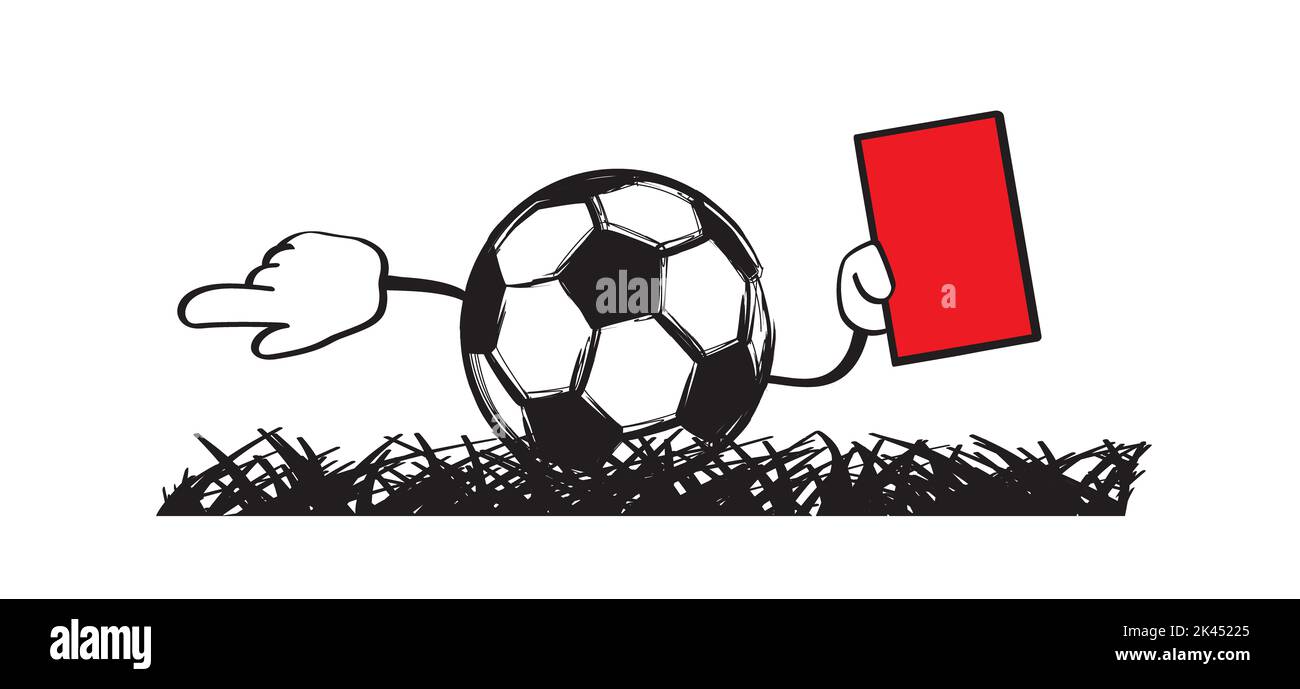 Referee cards red, The player must leave the field immediately. Cartoon ...
