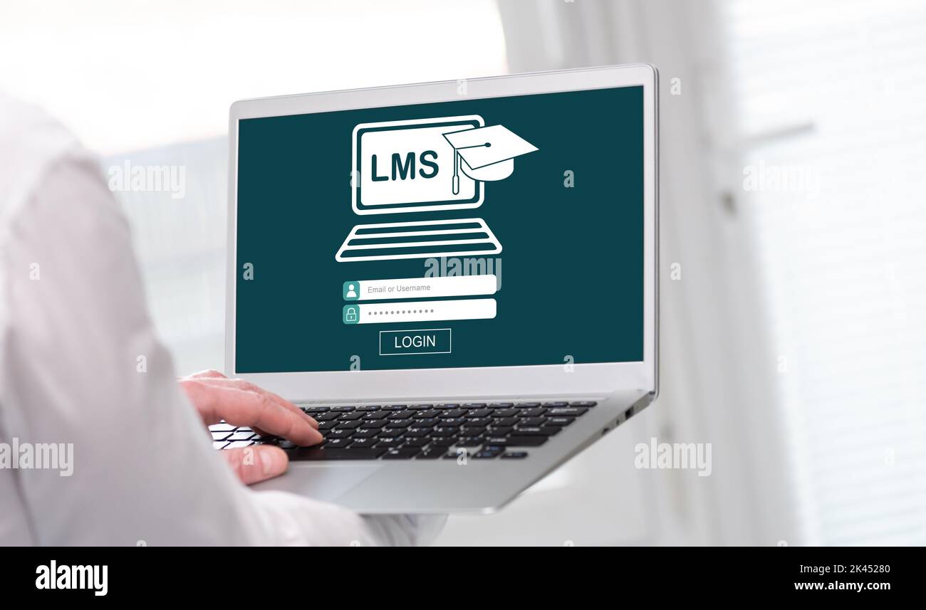 Laptop screen displaying a lms concept Stock Photo - Alamy