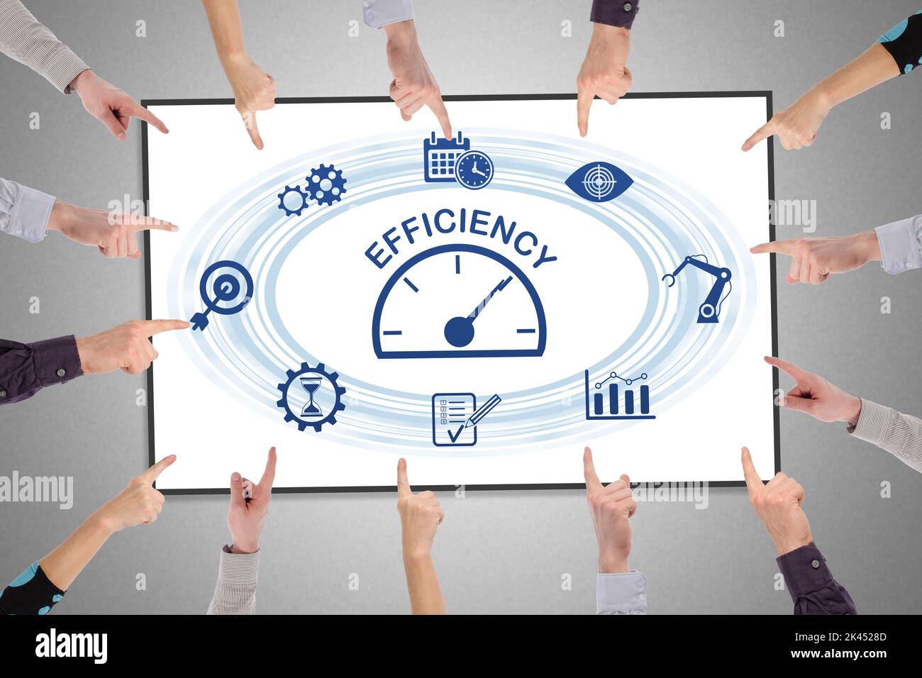 Hands pointing to efficiency concept Stock Photo - Alamy