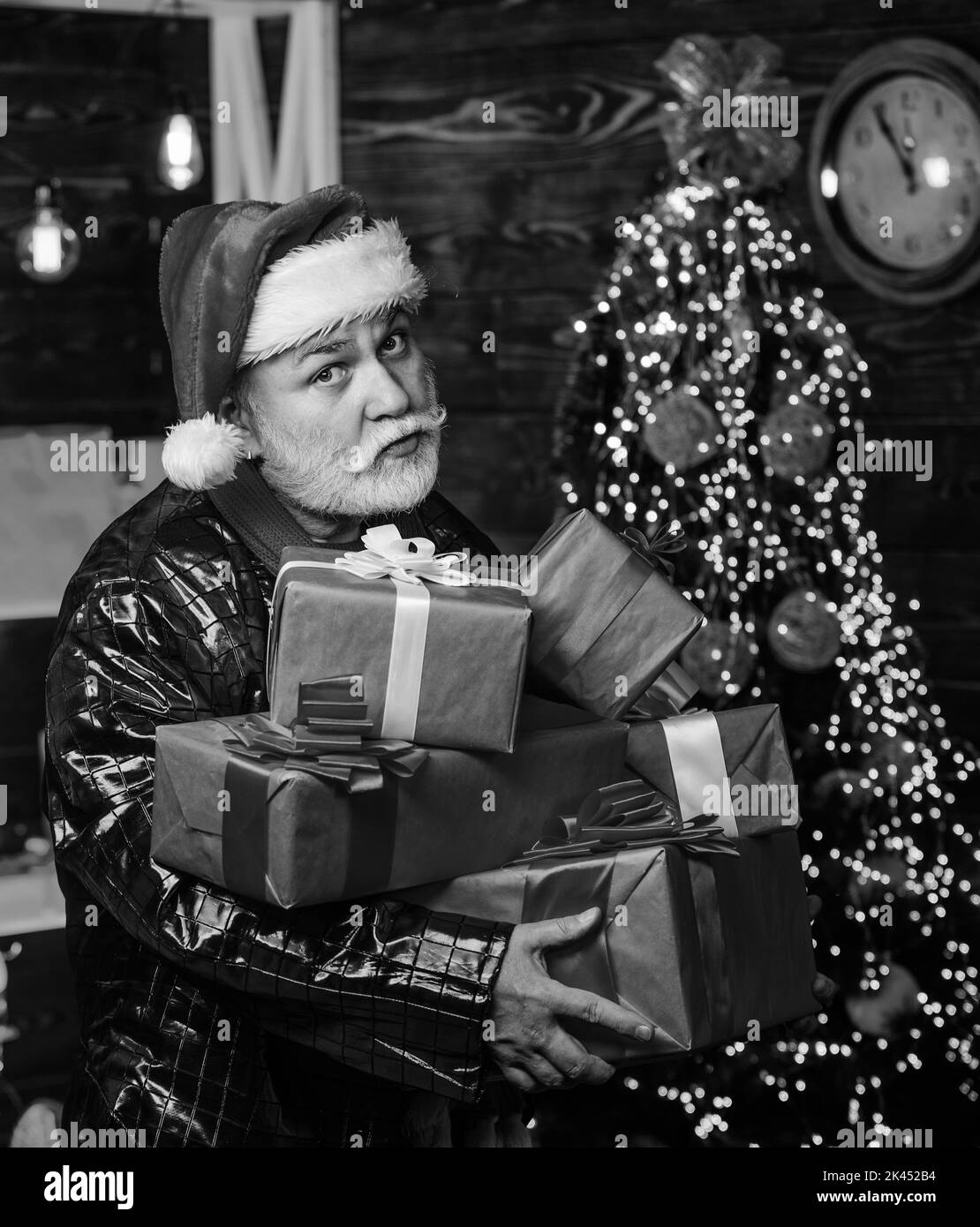 Santa claus boxing day Black and White Stock Photos & Images - Alamy