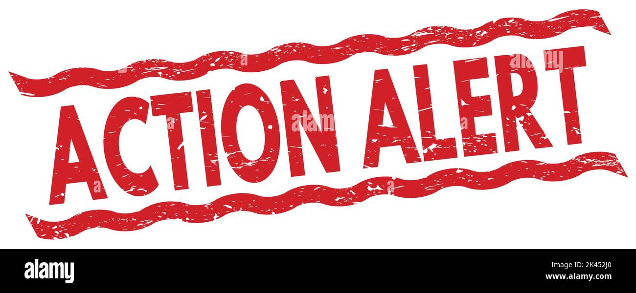 ACTION ALERT text written on red lines stamp sign Stock Photo - Alamy