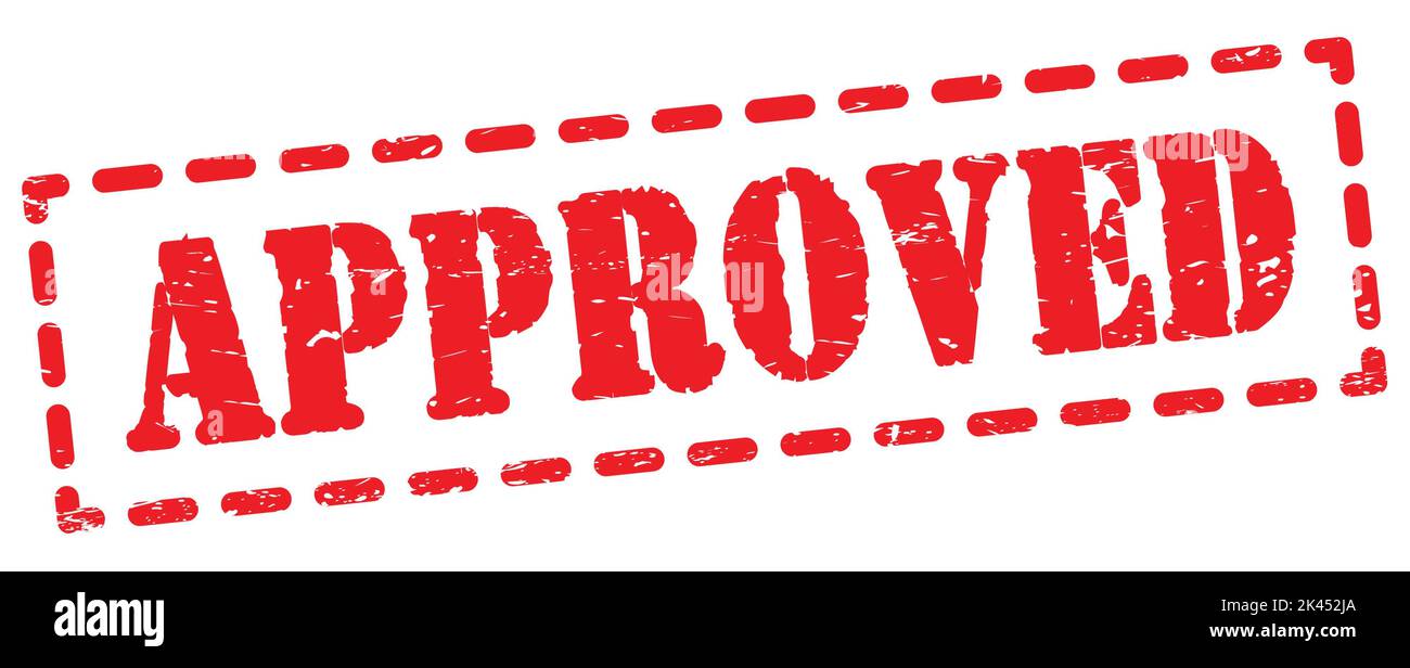 APPROVED text written on red dash stamp sign Stock Photo - Alamy