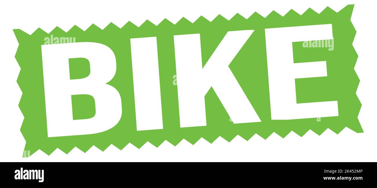 BIKE text written on green zig-zag stamp sign Stock Photo - Alamy