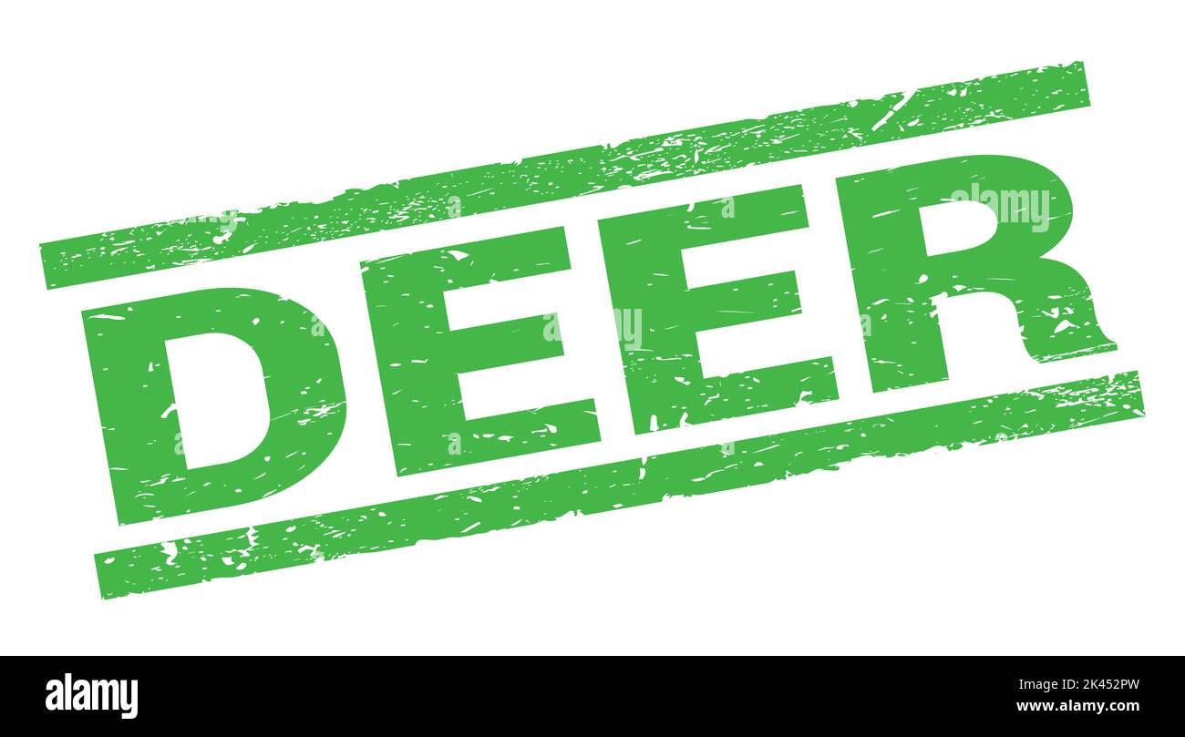 DEER text written on green rectangle stamp sign Stock Photo - Alamy