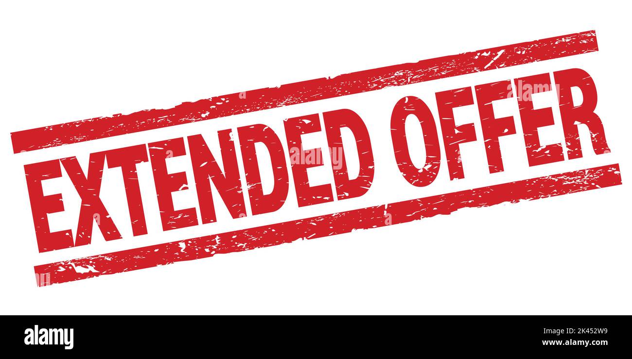 EXTENDED OFFER text written on red rectangle stamp sign Stock Photo - Alamy