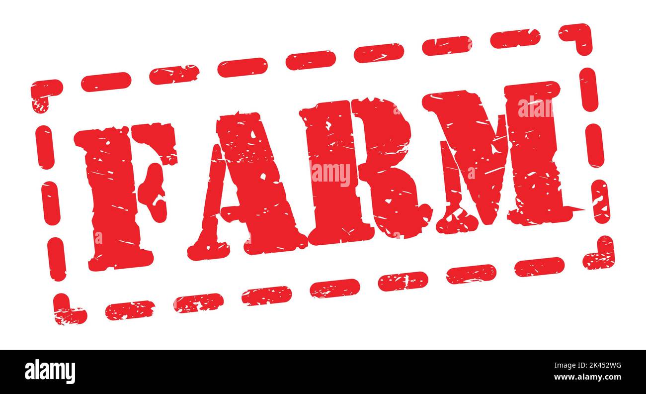 FARM text written on red dash stamp sign Stock Photo - Alamy