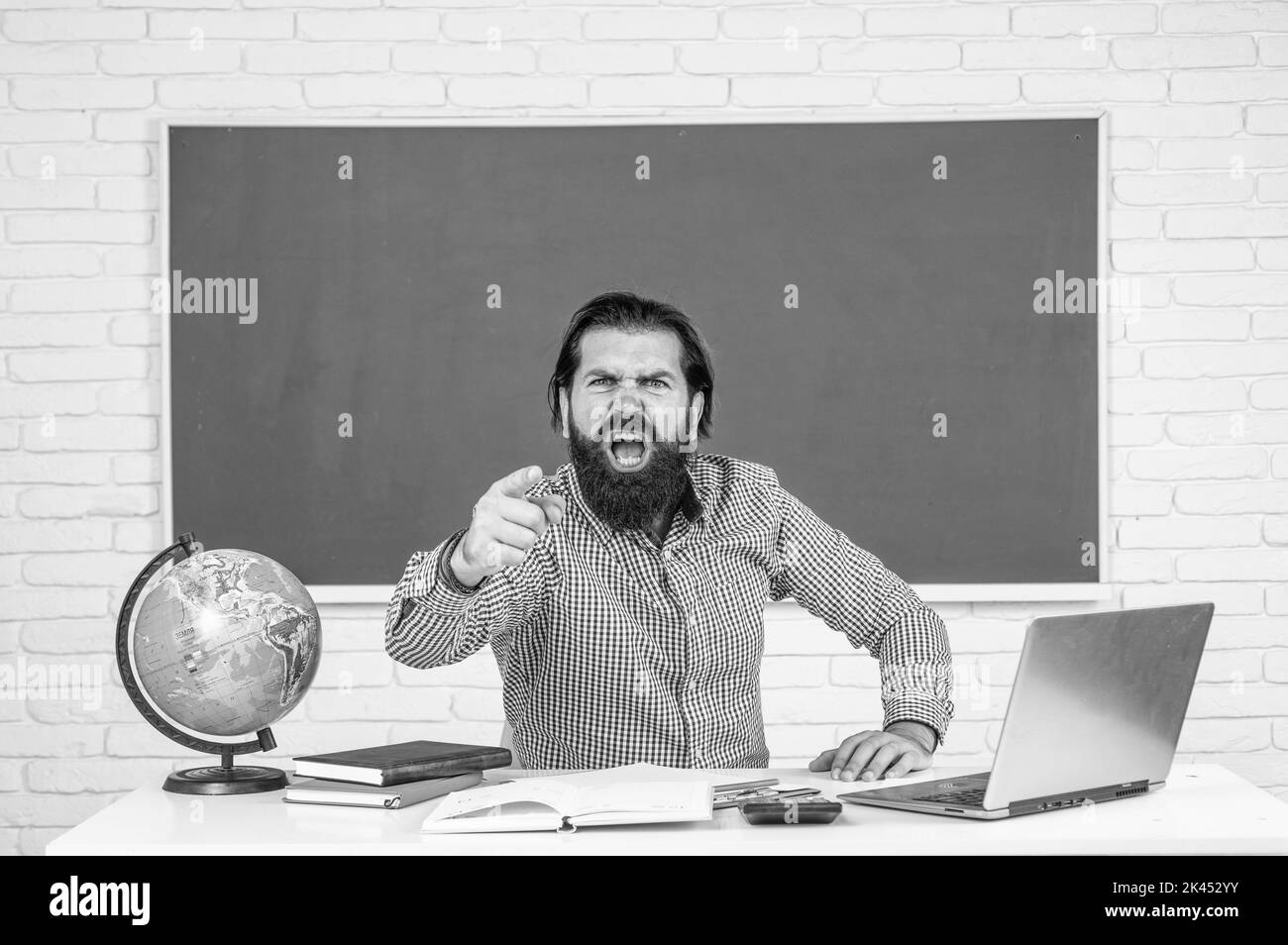 express anger. back to school. happy teachers day. brutal man with ...