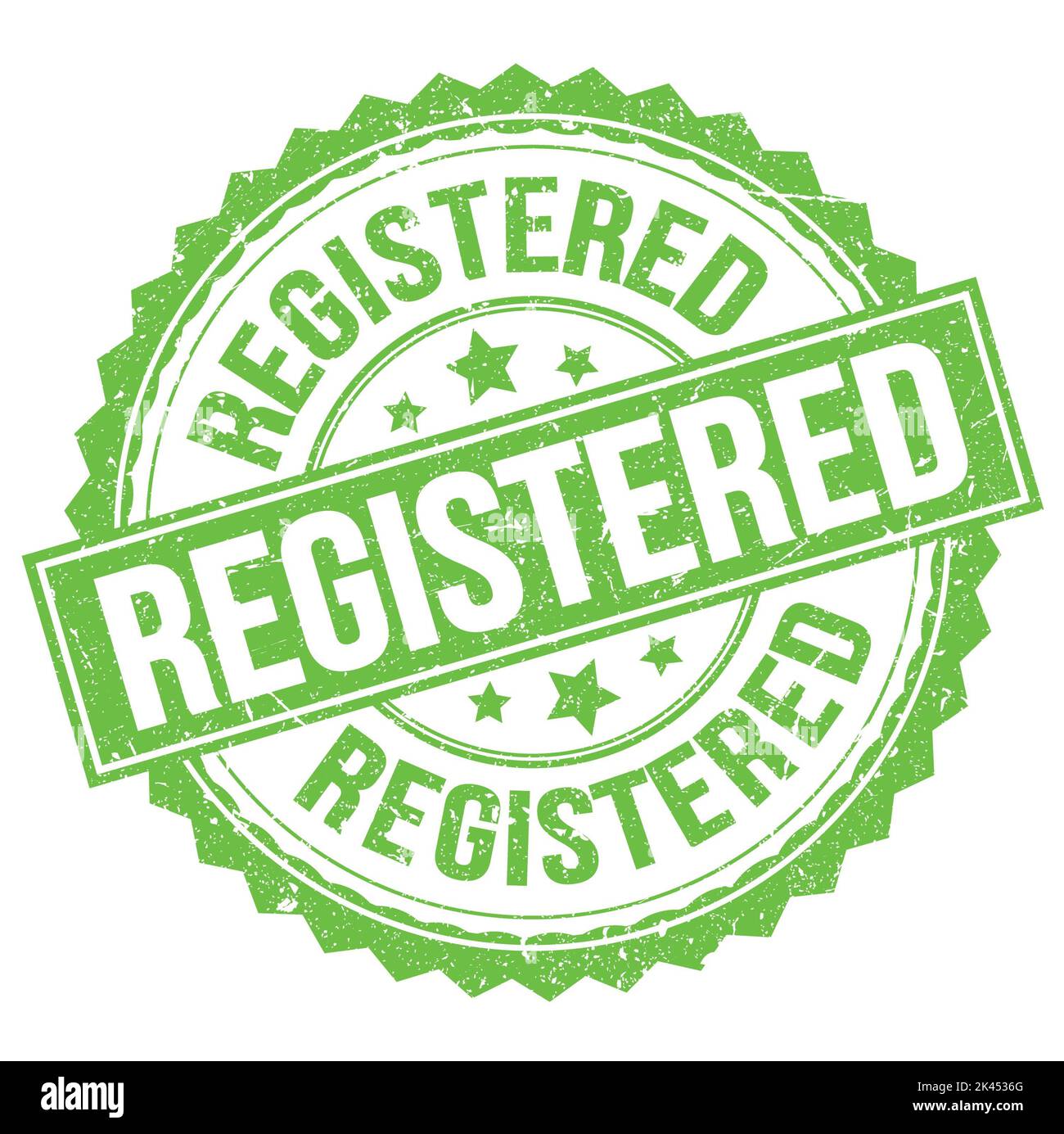 REGISTERED text written on green round stamp sign Stock Photo - Alamy