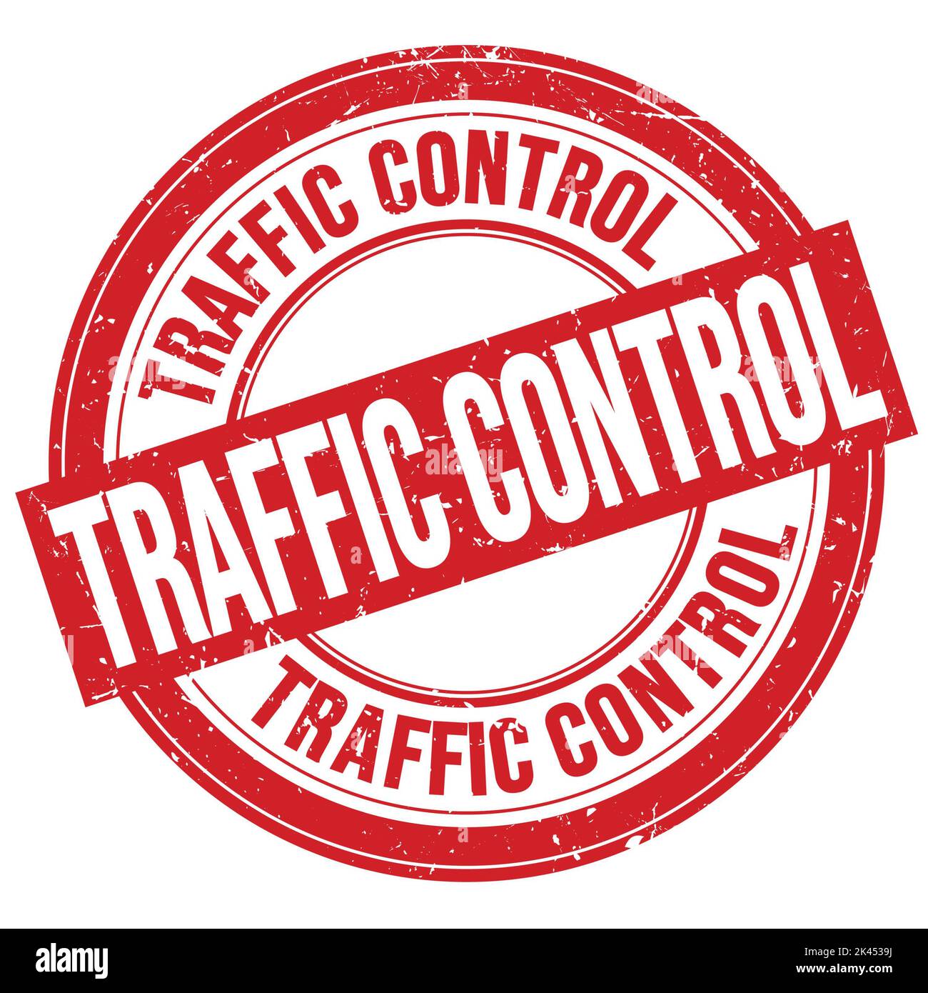 TRAFFIC CONTROL text written on red round grungy stamp sign Stock Photo ...