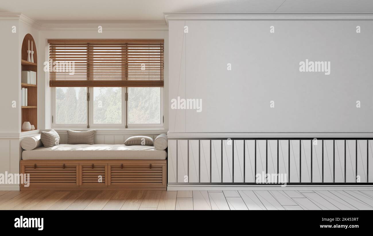 Architect interior designer concept: hand-drawn draft unfinished ... Architect interior designer concept: hand-drawn draft unfinished ...