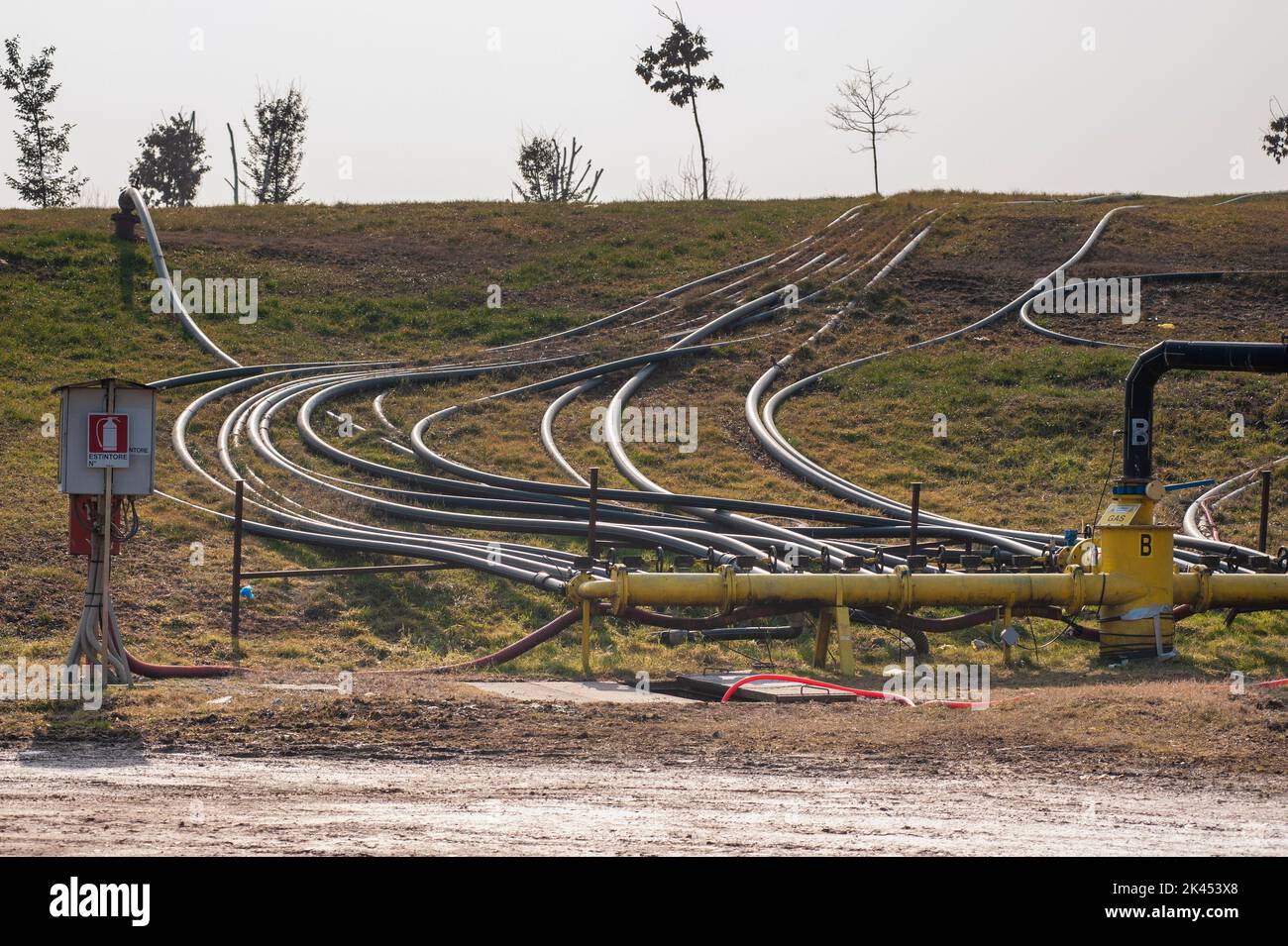 Gas production and distribution pipes. Gas pipeline and methane ...