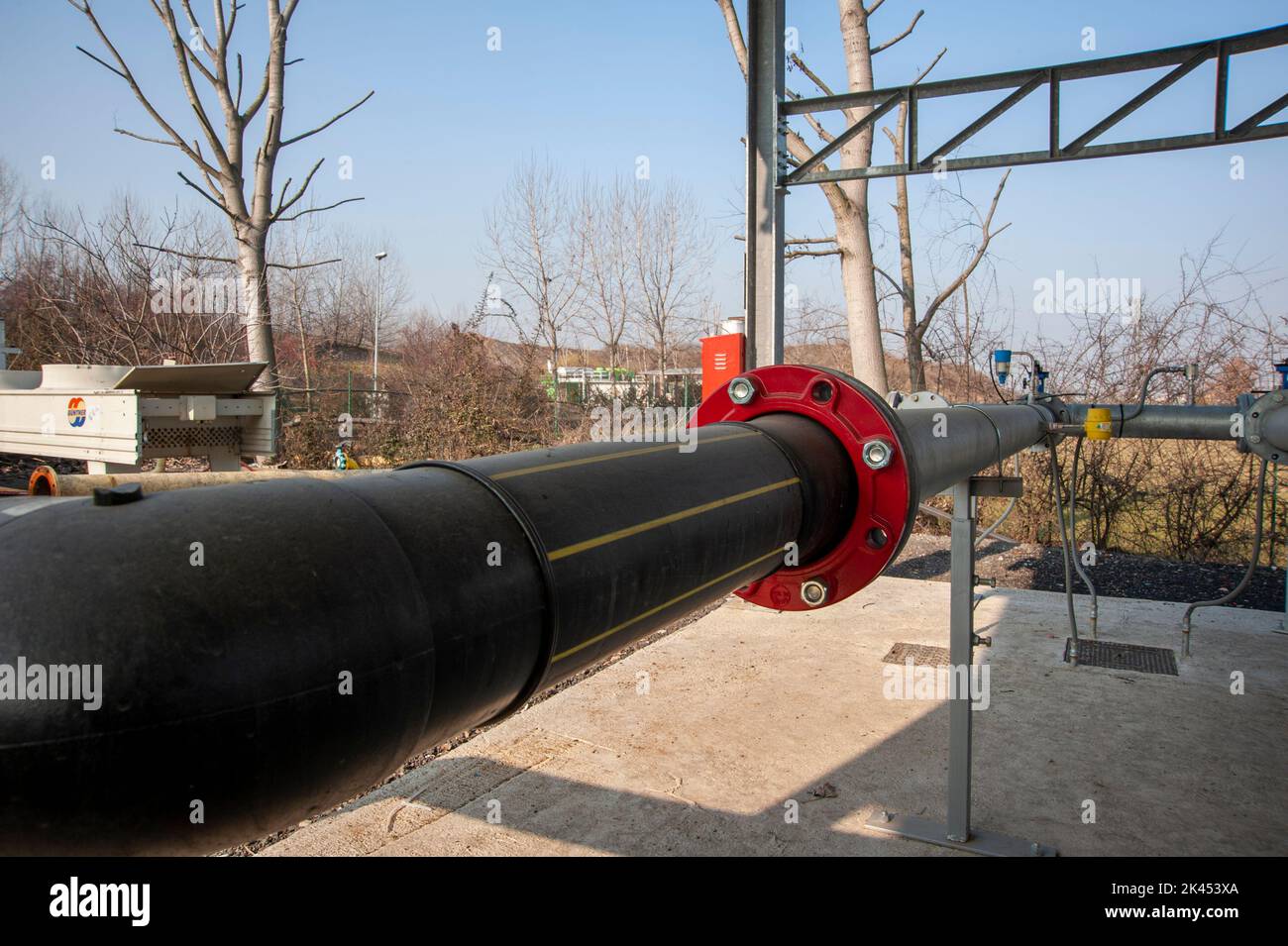 Gas production and distribution pipes. Gas pipeline and methane ...