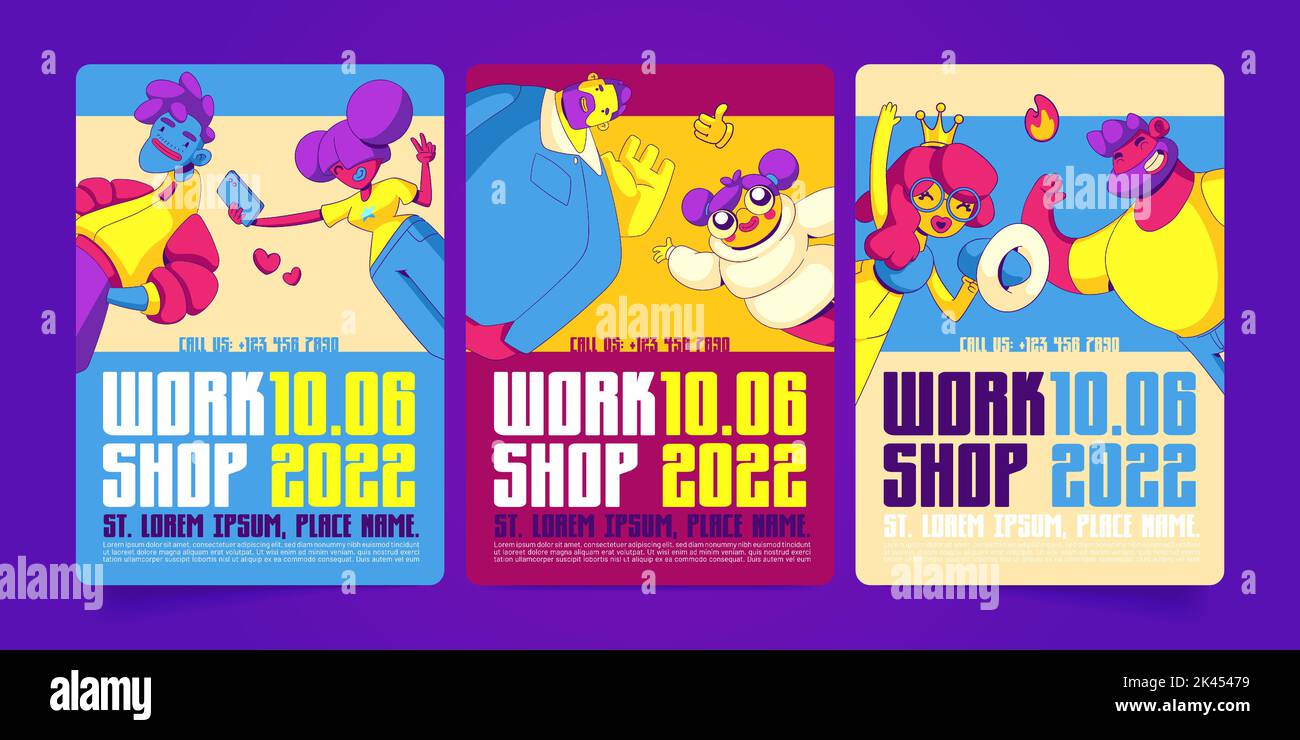 Business workshop posters with people in contemporary art style. Vector ...