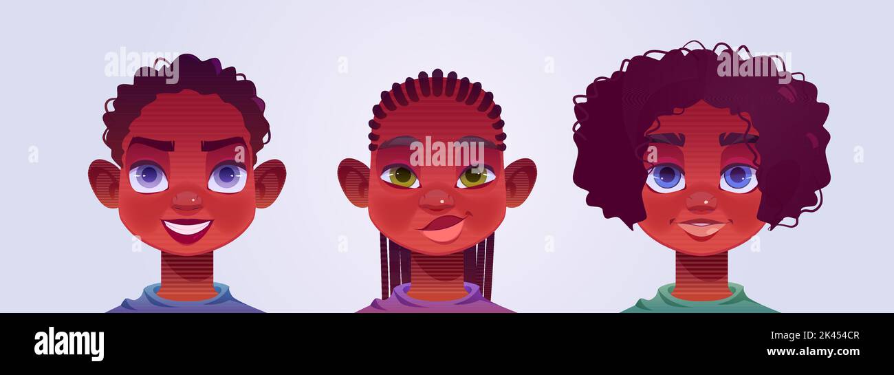 Black boy avatars, young male characters faces. African american teens ...